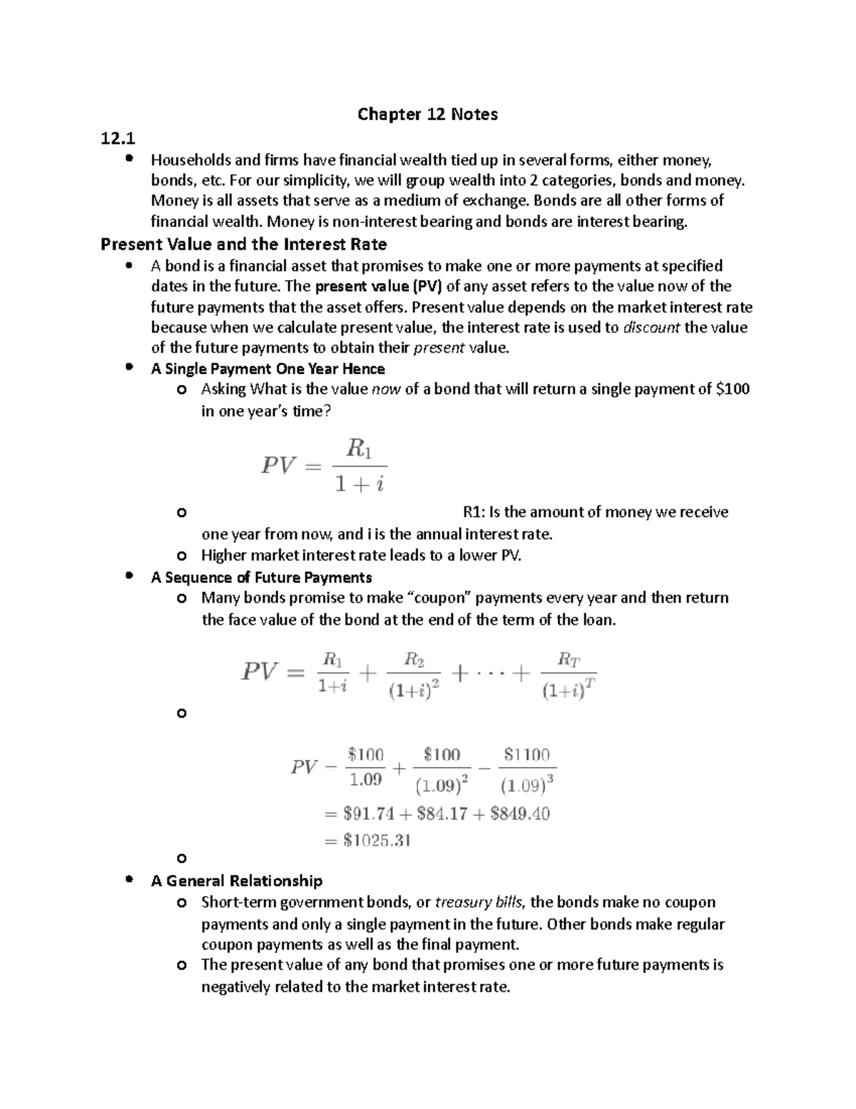 Chapter 12 Notes - Chapter 12 Notes 12. Households and firms have ...