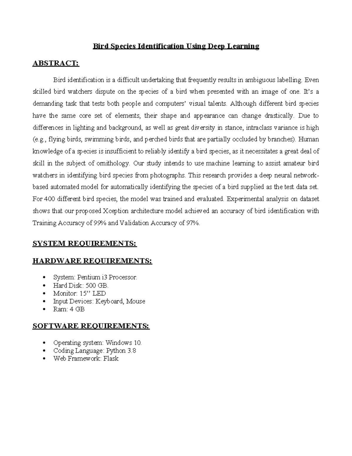 Bird Species Identification Using Deep Learning - Bird Species ...