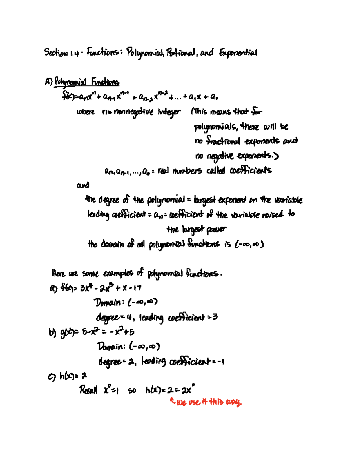 Section 1.4 - Functions Polynomial, Rational, and Exponential - Math 104.3 - Studocu