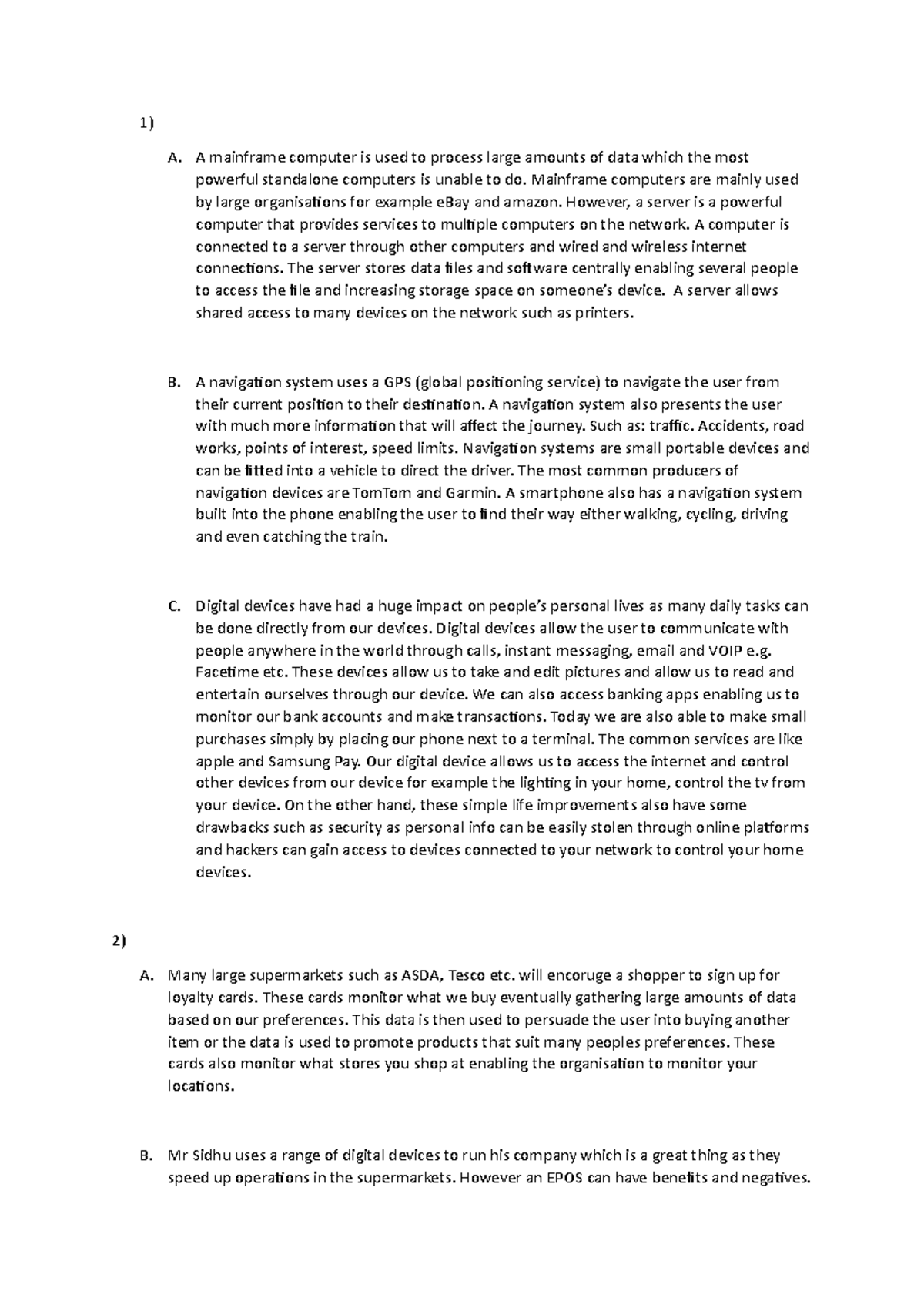 Unit 1 Laa Ans Unit 1 Laa Ans 1 A A Mainframe Computer Is Used To Process Large Amounts Of