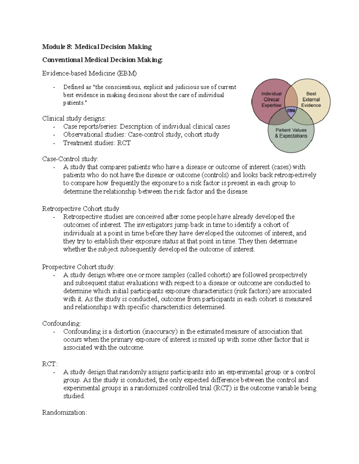 Module 8 - Module 8: Medical Decision Making Conventional Medical ...