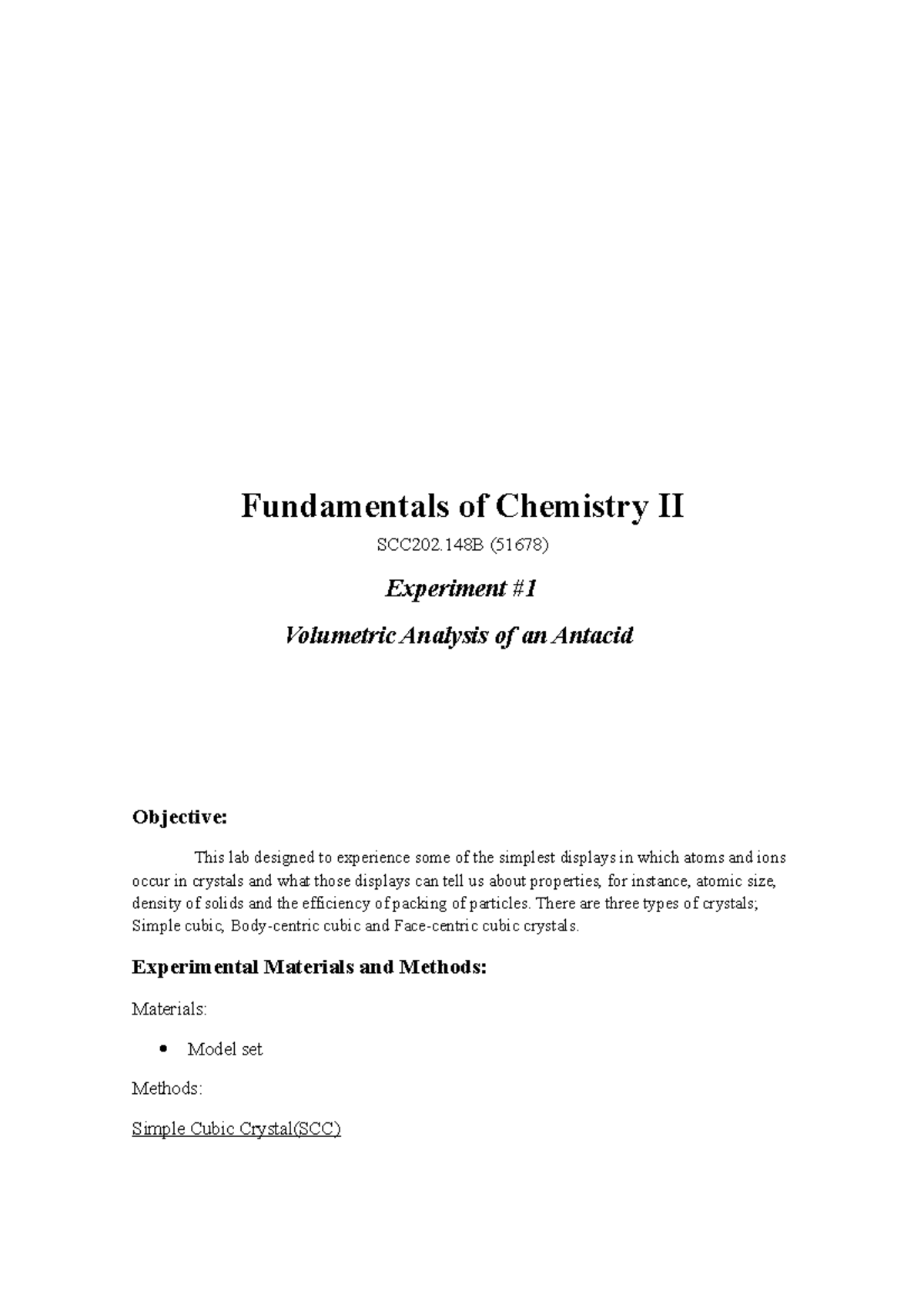 Chem 202 - practice problems - Fundamentals of Chemistry II SCC202 ...