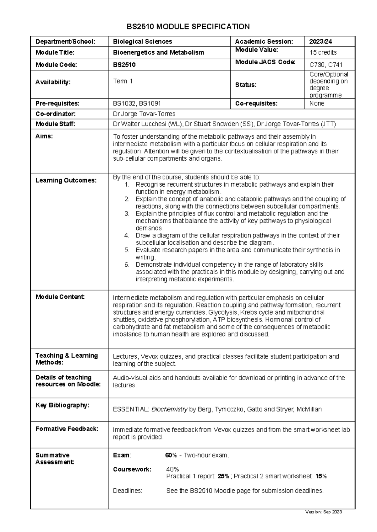 Module Spec 2023-24 - BS2510 MODULE SPECIFICATION Department/School ...