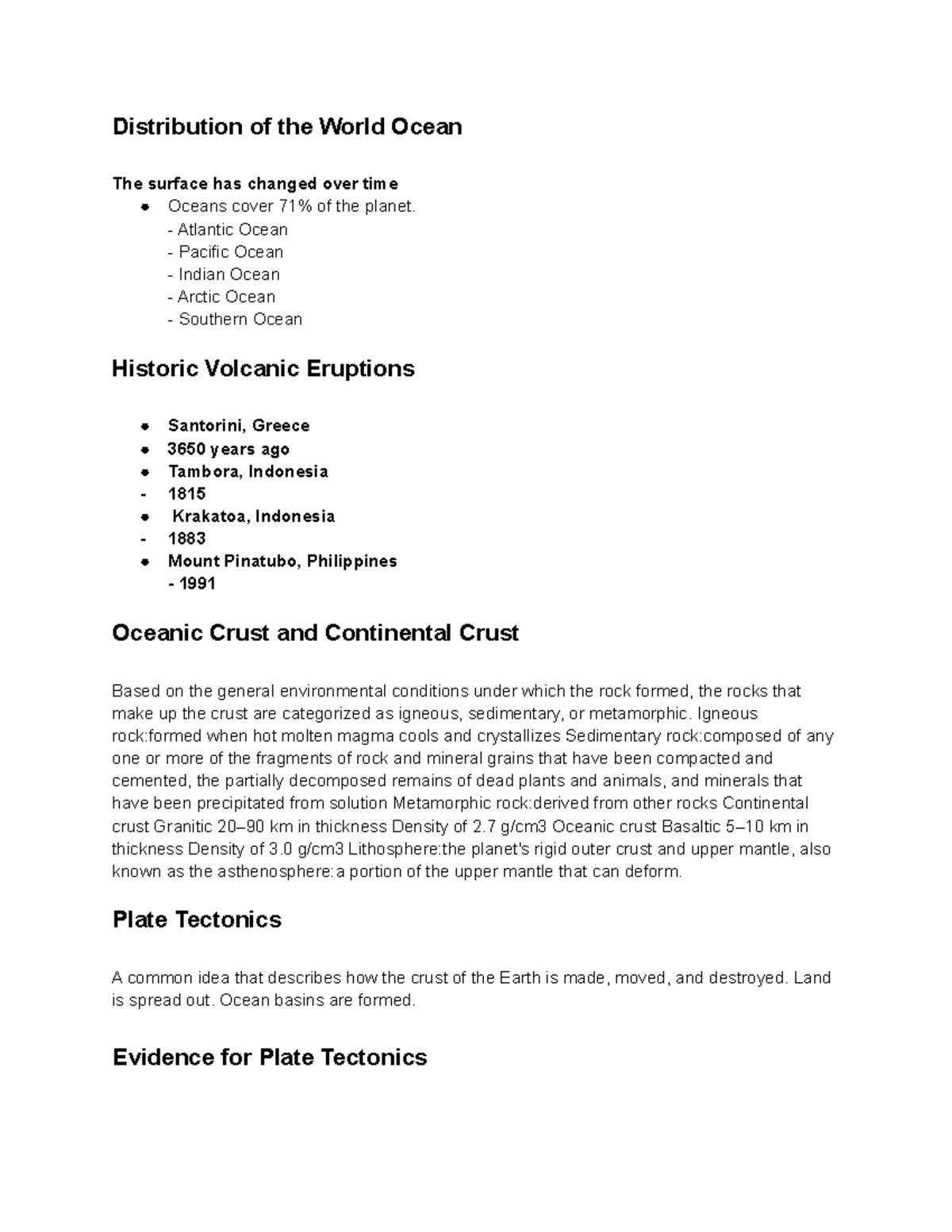 Module 02 Ocean Basins and Plate Tectonics Notes - Distribution of the ...