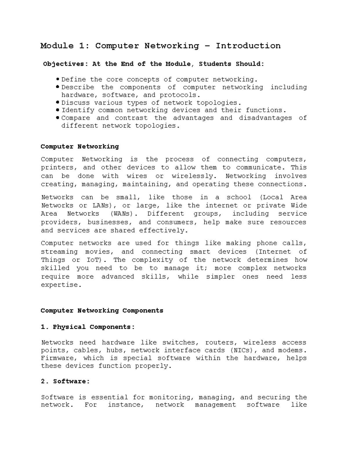 Module 1 - Introduction to Networking - Module 1: Computer Networking ...