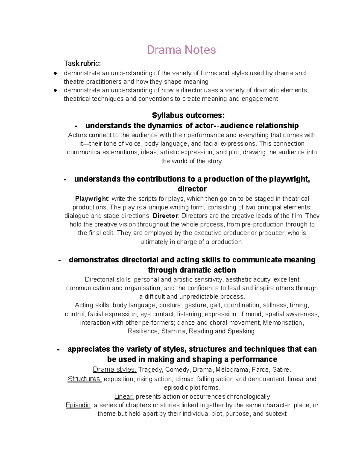 Drama Notes - Augusto Boal - Drama Notes Task rubric: demonstrate an ...