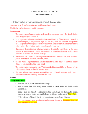 Introduction to Judicial Review (tutorial 5) - UAL2612: Administrative Law Ms. Julia Farhana ...