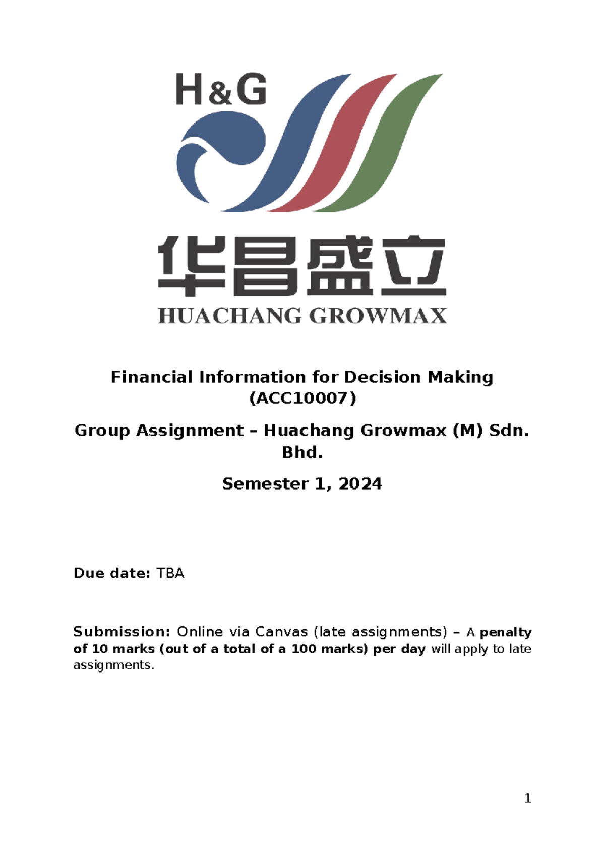 Group Assignment- Hua Chang - Financial Information for Decision Making ...