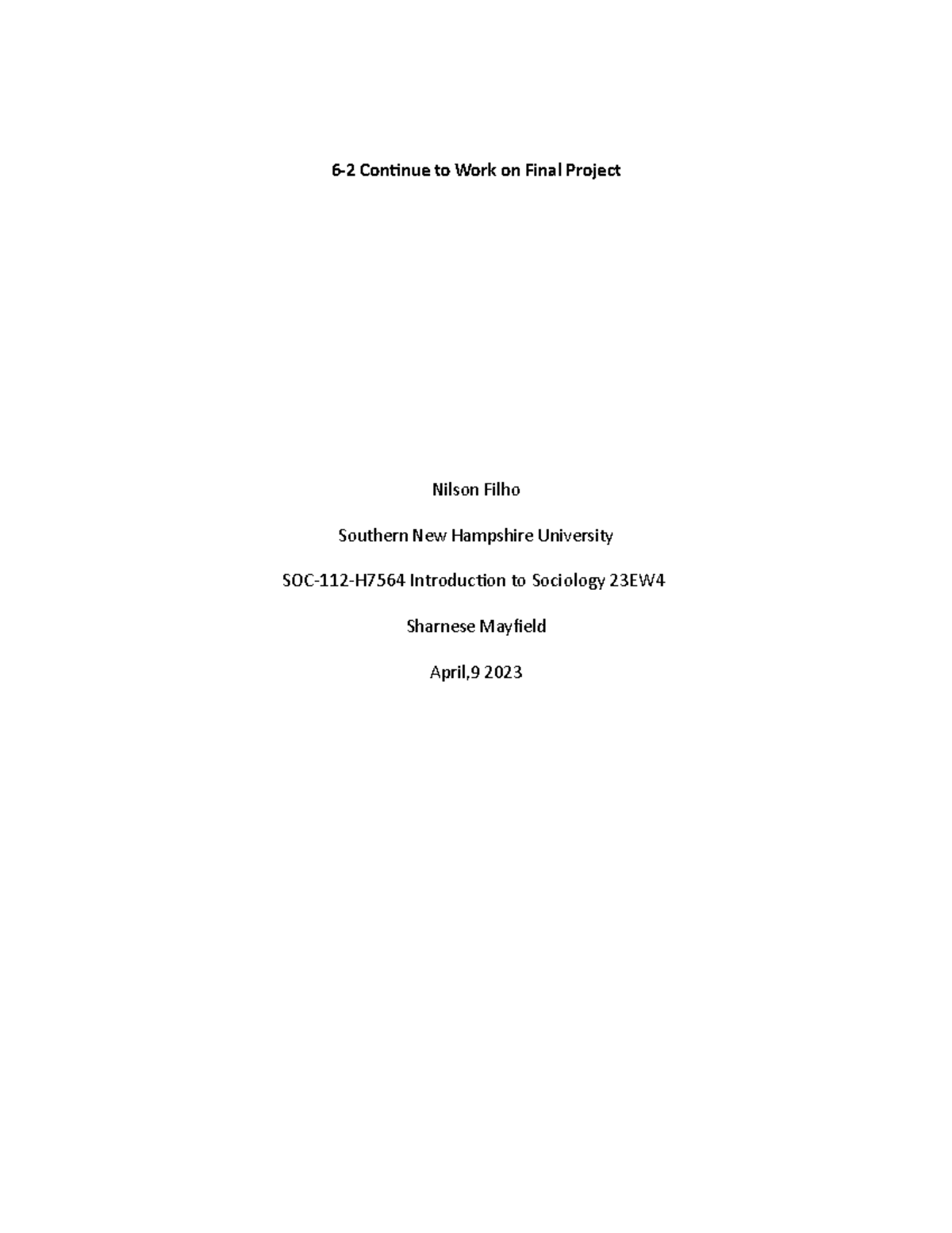 Final project 7 - homework - 6-2 Continue to Work on Final Project ...