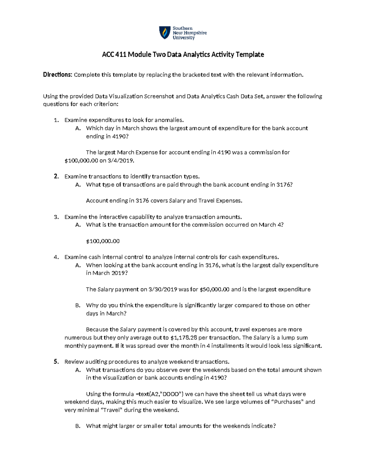 ACC 411 Module Two Data Analytics Activity Template - ADT - ACC 411 ...
