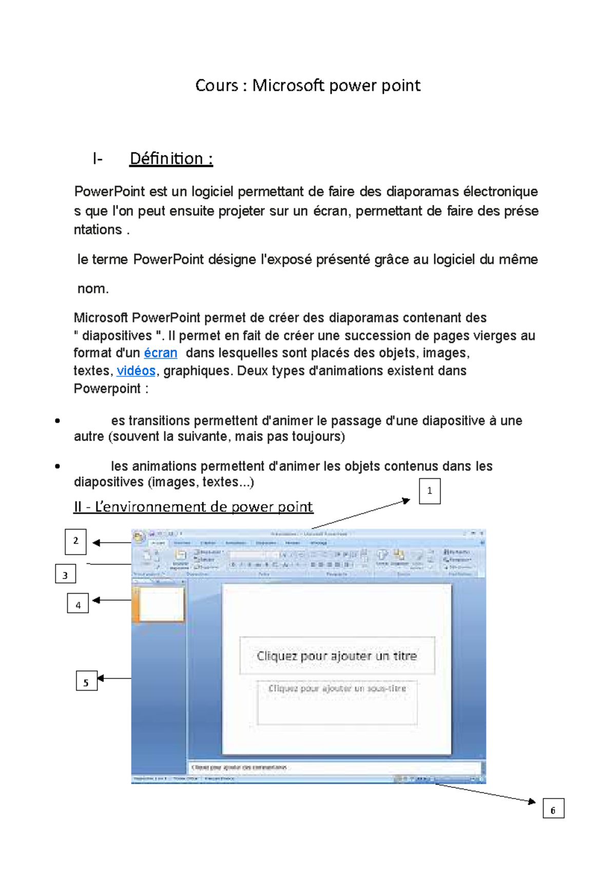 Cours power point - Cours : Microsoft power point I- Définition ...