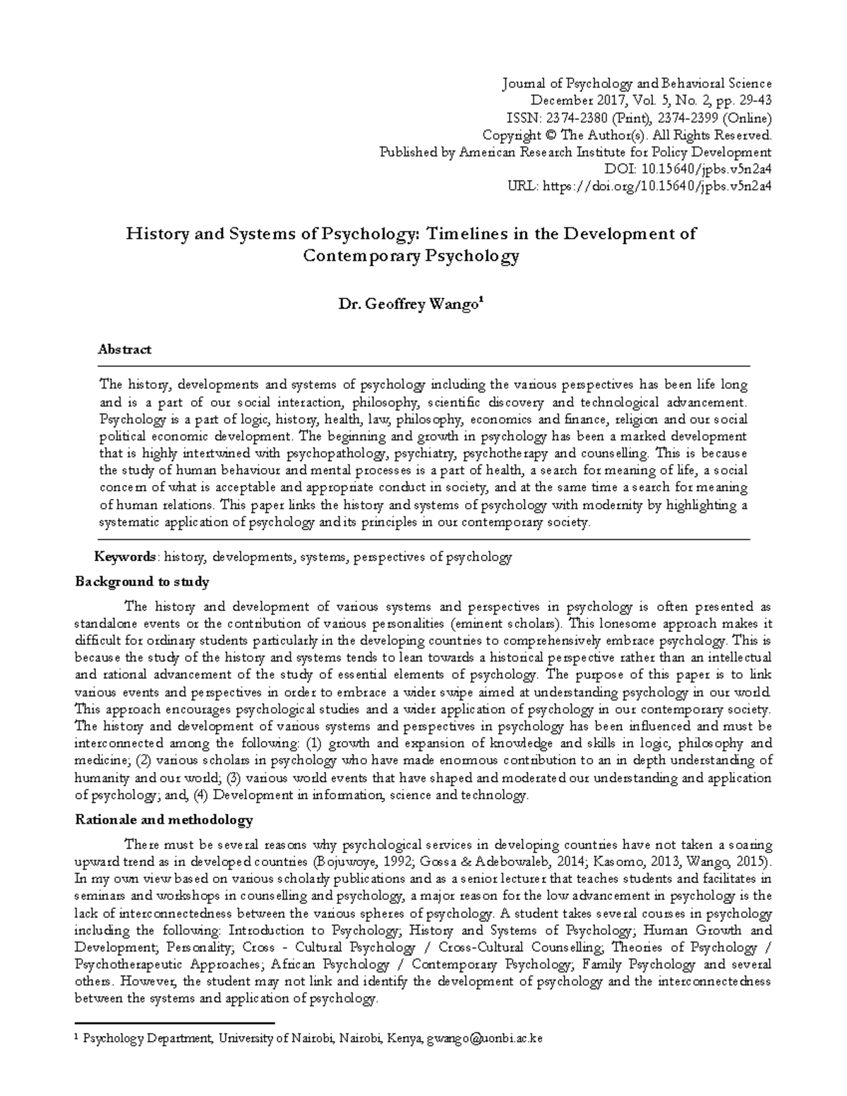 History and Systems of Psychology Timeli - Journal of Psychology and ...