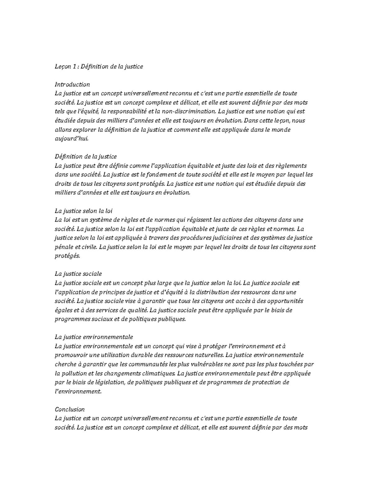 Justice Studies Study Notes - Leçon 1 : Définition de la justice ...