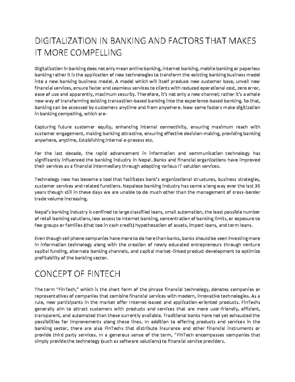 Digitalization in Banking - DIGITALIZATION IN BANKING AND FACTORS THAT ...