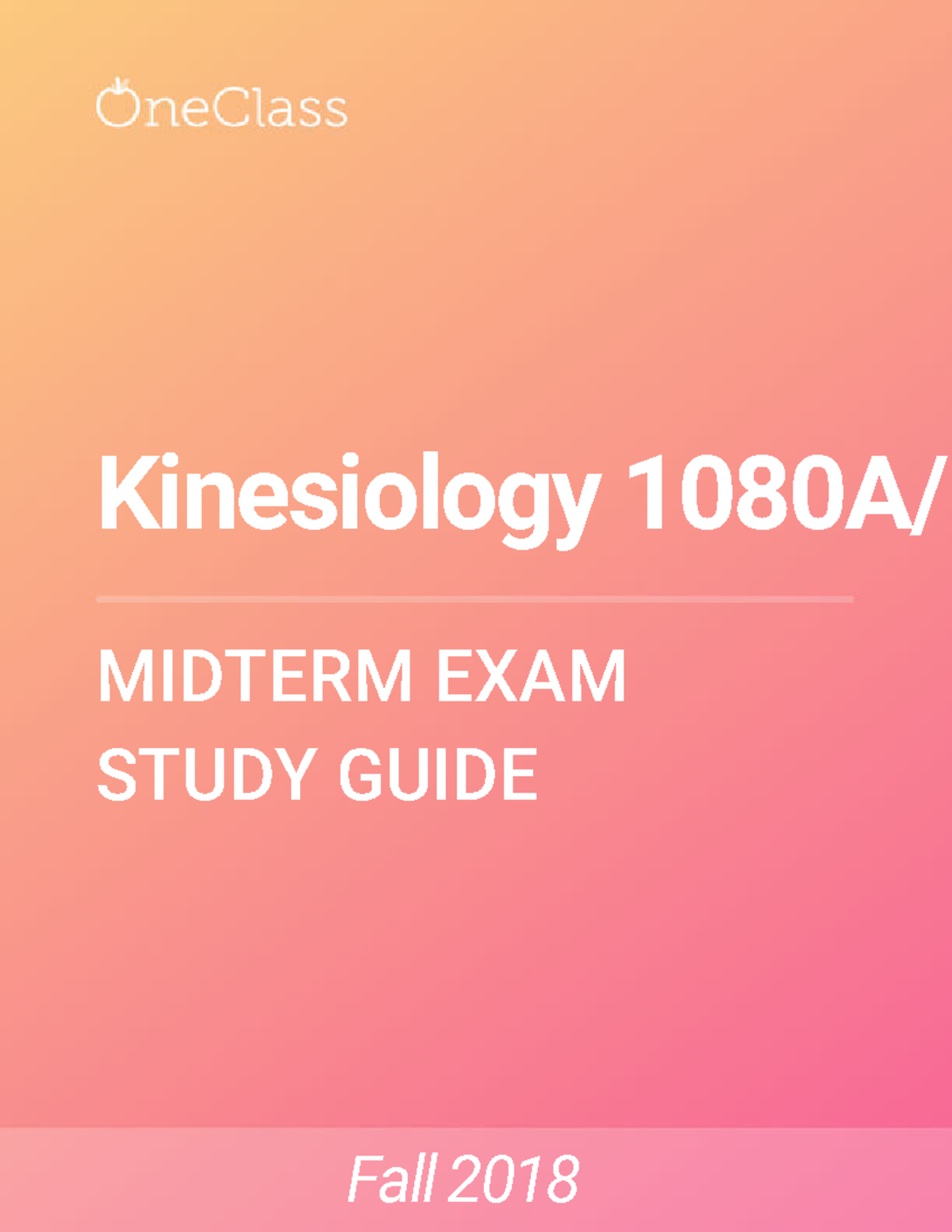 Kinesiology 1080 Course Introduction - Kinesiology 1080A/B MIDTERM EXAM ...