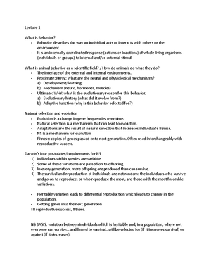 Animal Behavior all notes - ANIMAL BEHAVIOR Tuesday Jan 18th video of ...