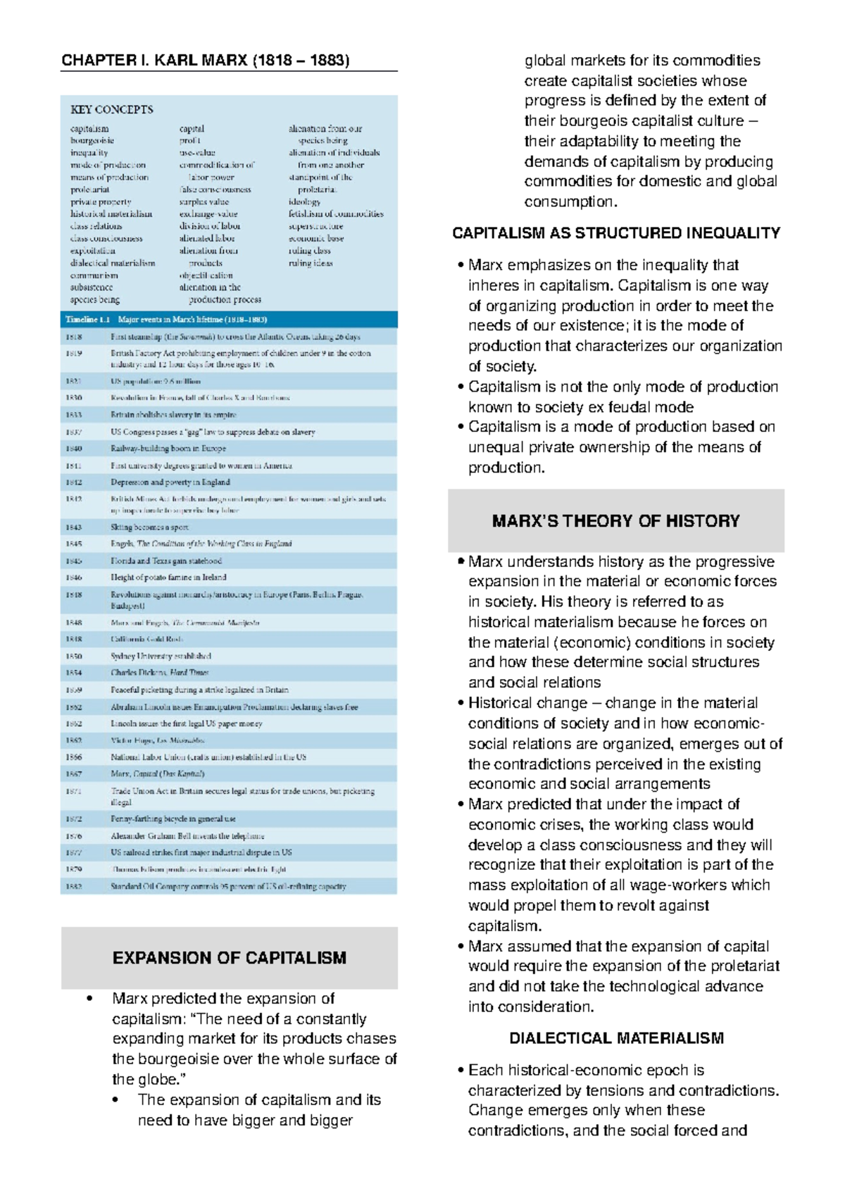 Introduction to Sociological Theory - Chapter 1 - Karl Marx - CHAPTER I ...