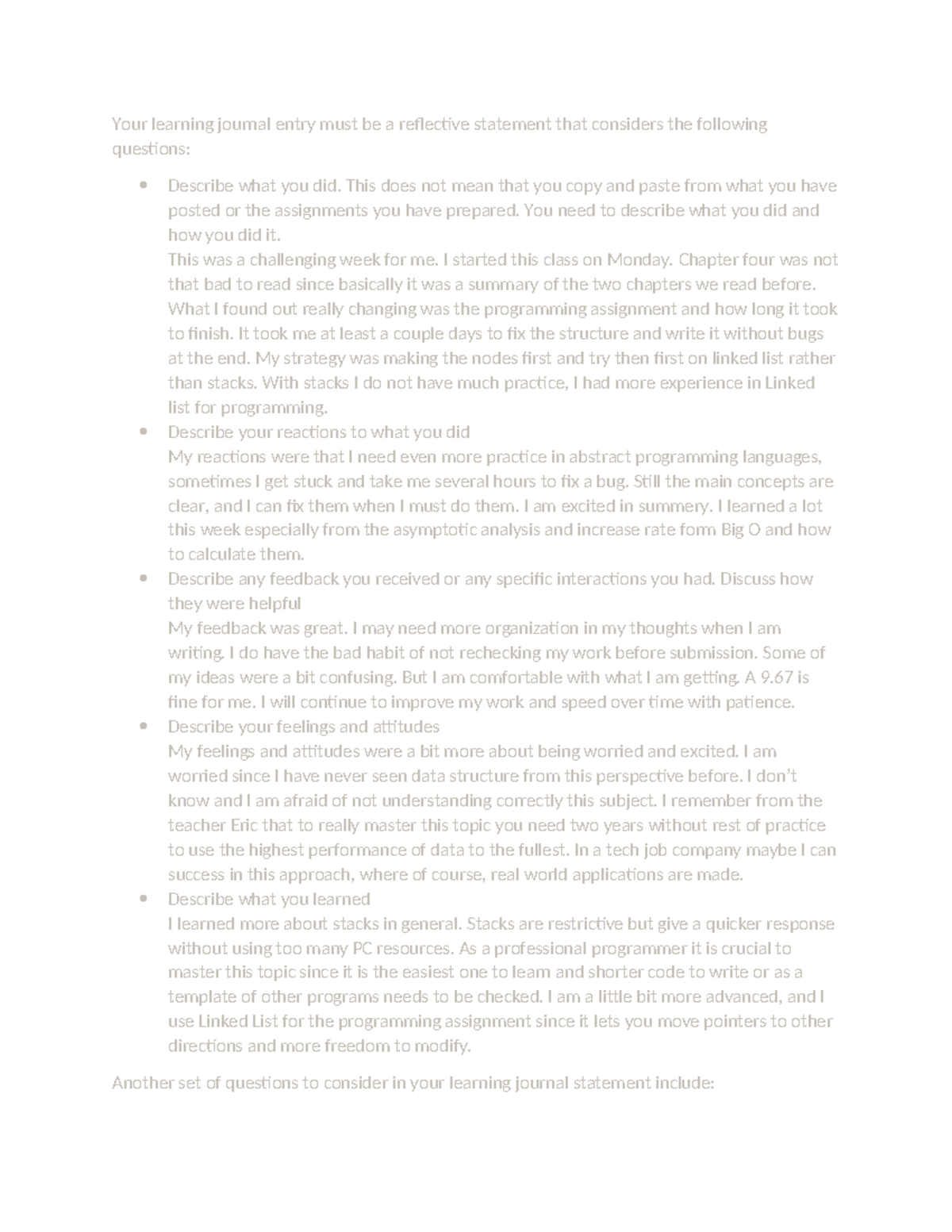 Learning Journal Unit 3 Data Structure - Your learning journal entry ...