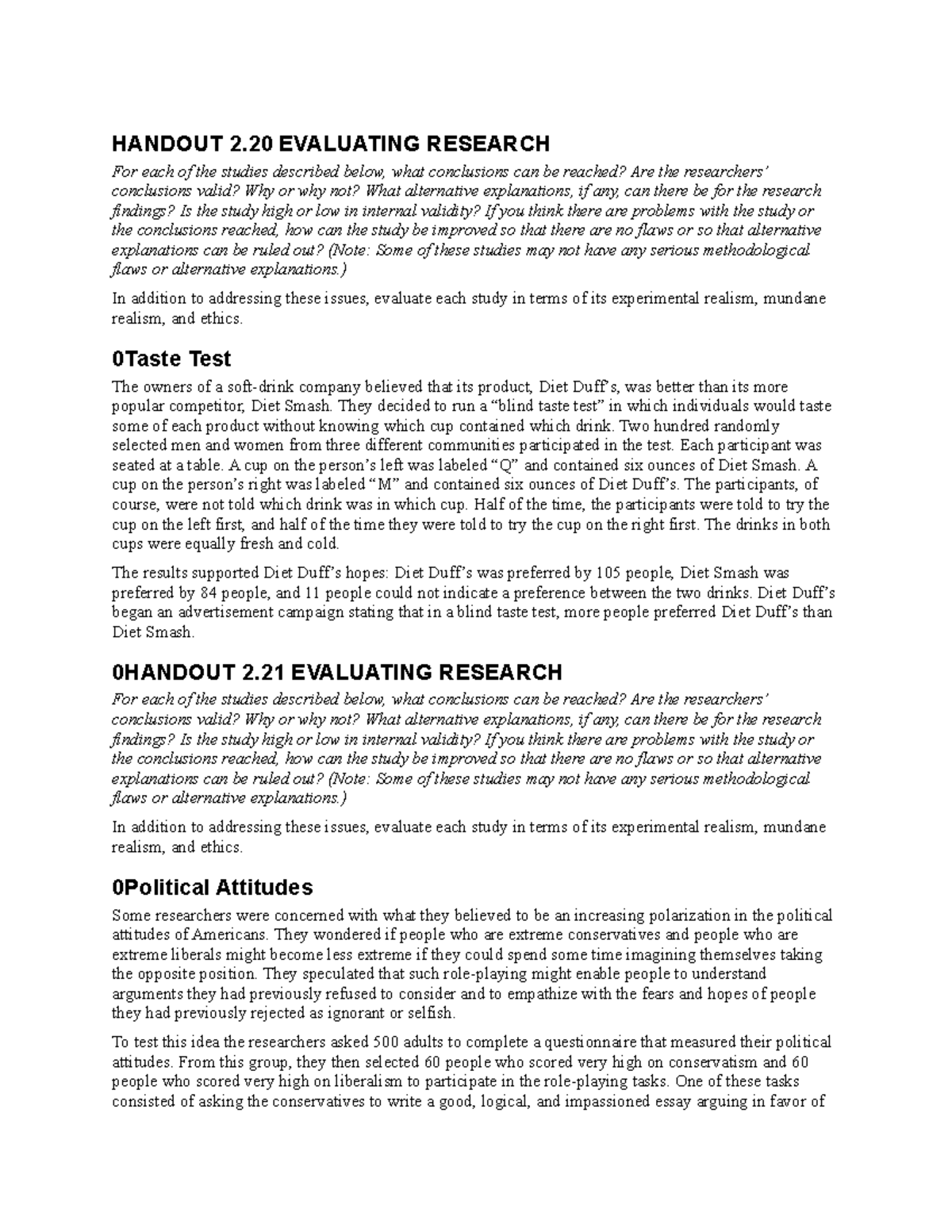 Ch2 Evaluating Research Handout - HANDOUT 2 EVALUATING RESEARCH For ...