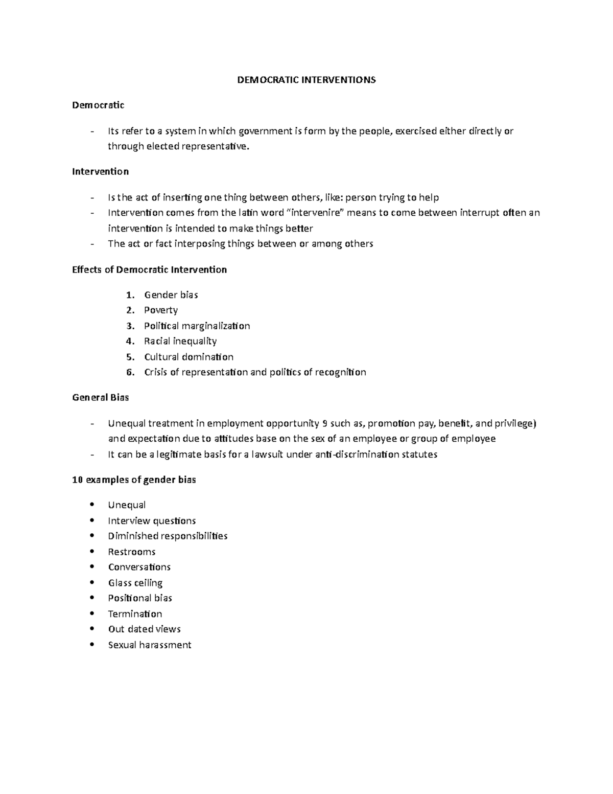 Effects of Democratic Intervention - DEMOCRATIC INTERVENTIONS ...
