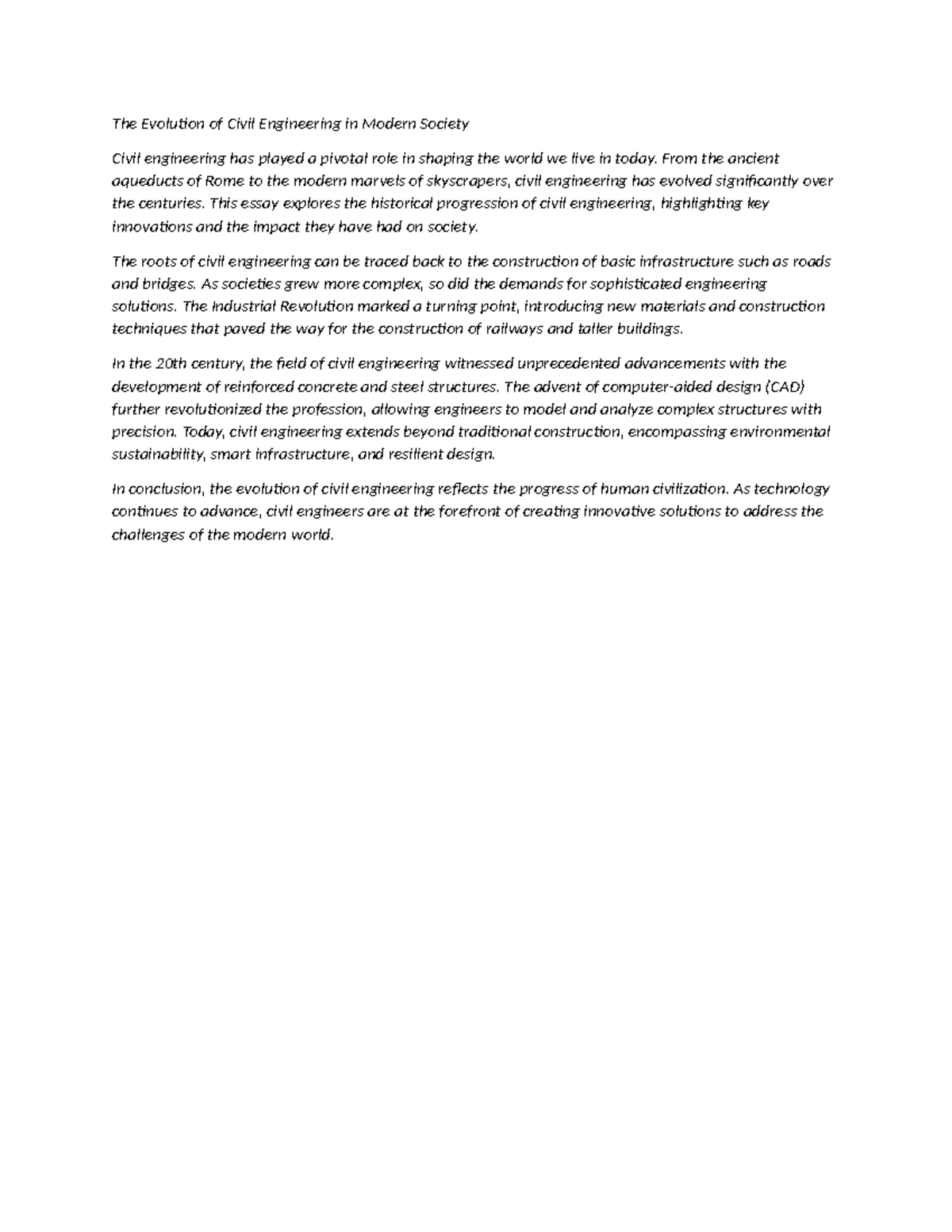 The Evolution of Civil Engineering in Modern Society - From the ancient ...