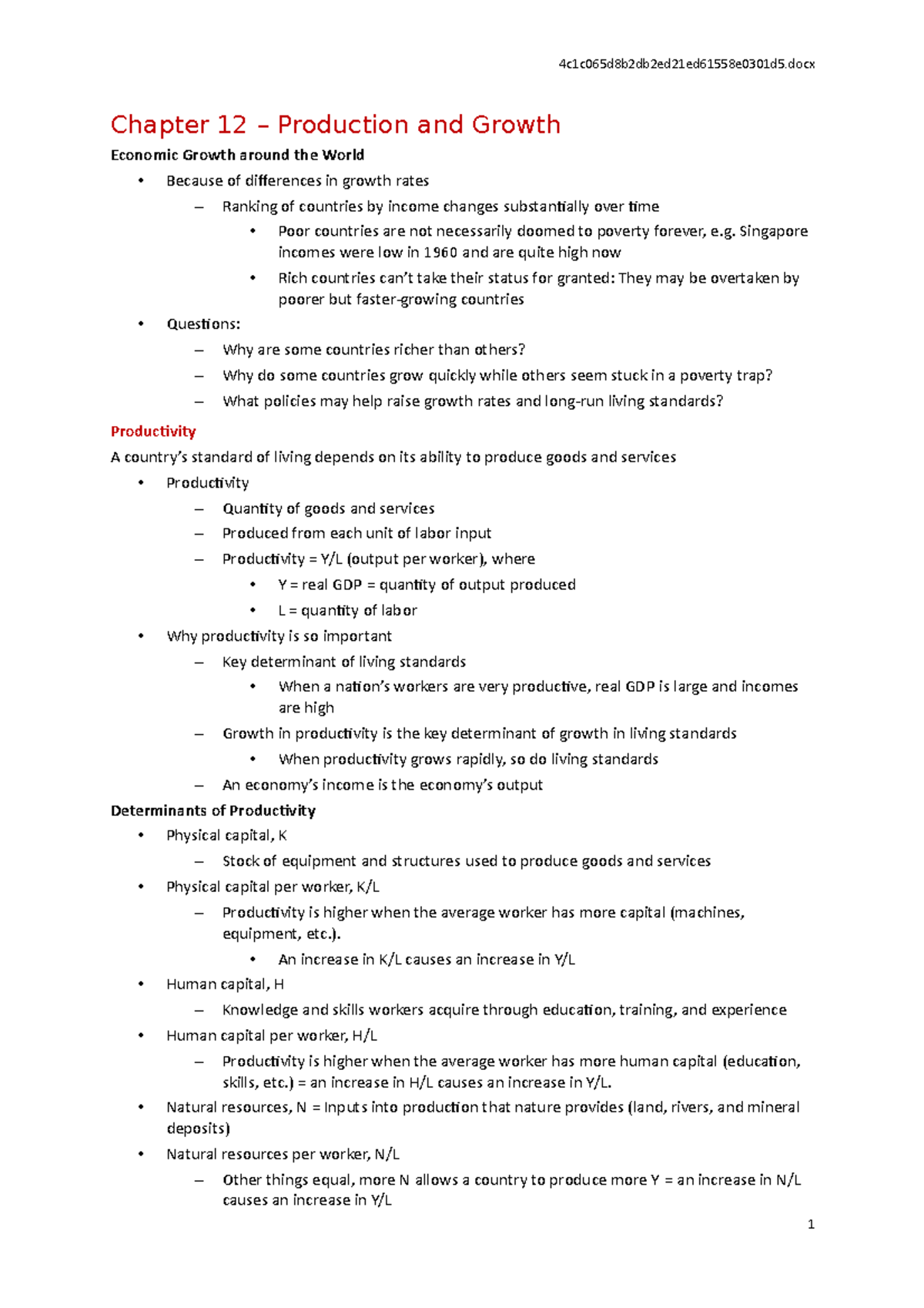 Chapter 12 Production and Growth - Chapter 12 – Production and Growth ...
