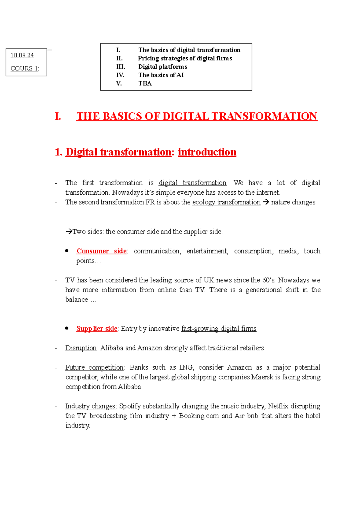 I. The basics of digital transformation - I. THE BASICS OF DIGITAL TRANSFORMATION 1. Digital ...
