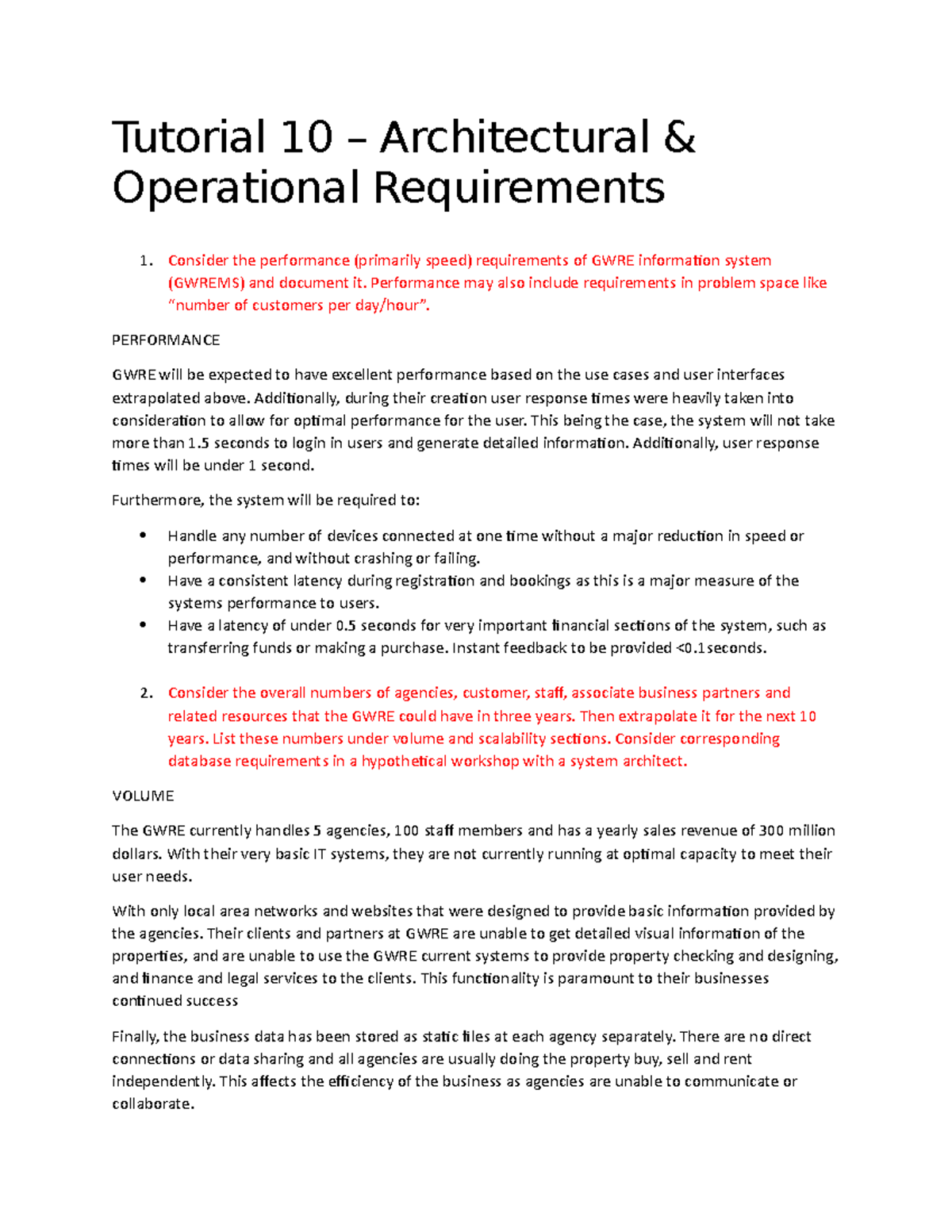 Tutorial 10 - Architectural & Operational Requirements - Tutorial 10 ...