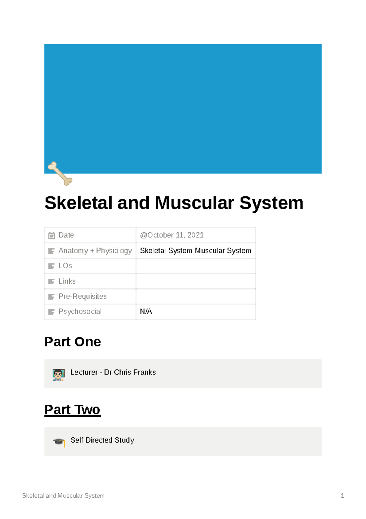 Skeletal And Muscular System NPCG1025 Southampton Studocu