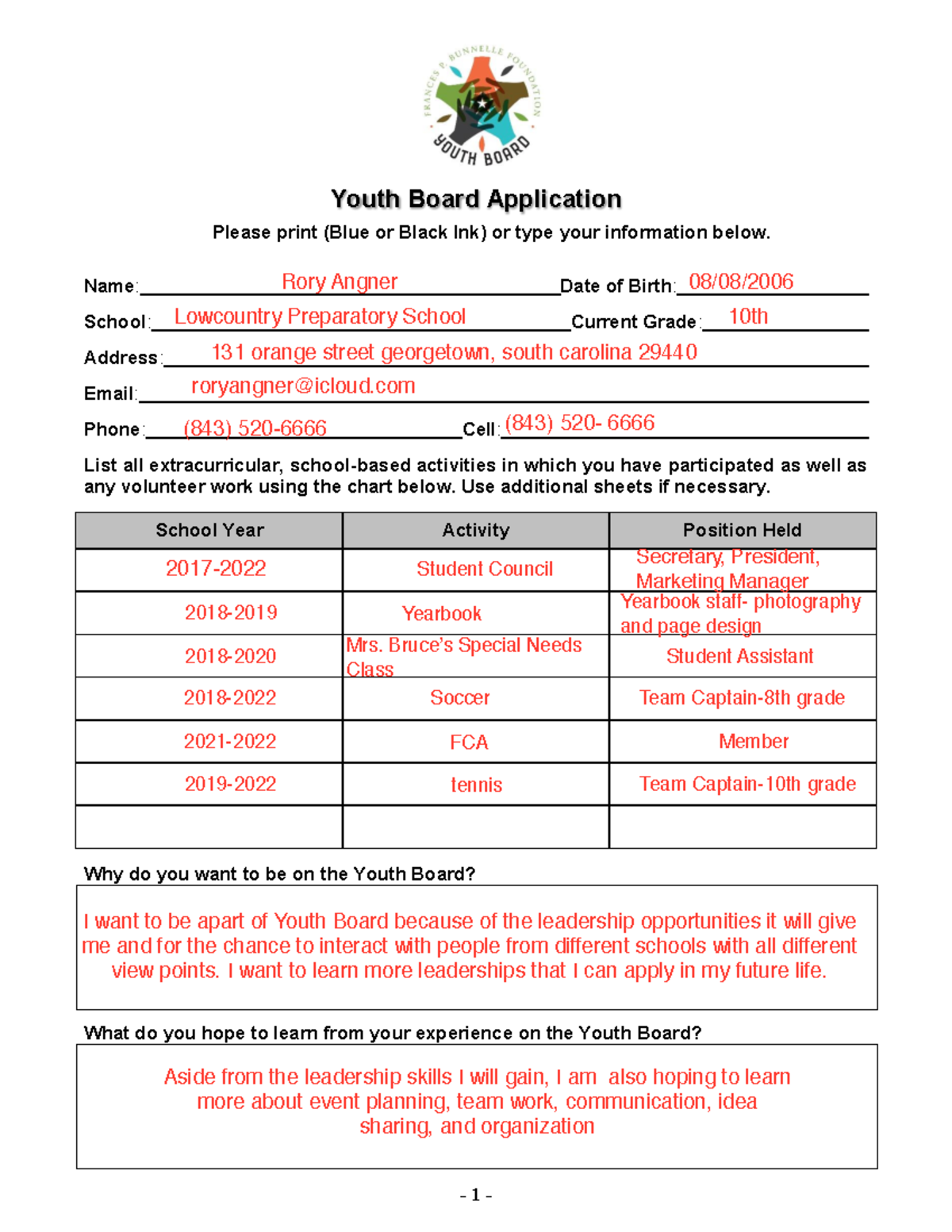 24600543 1 - emily dickenson - 1 - Youth Board Application Please print ...