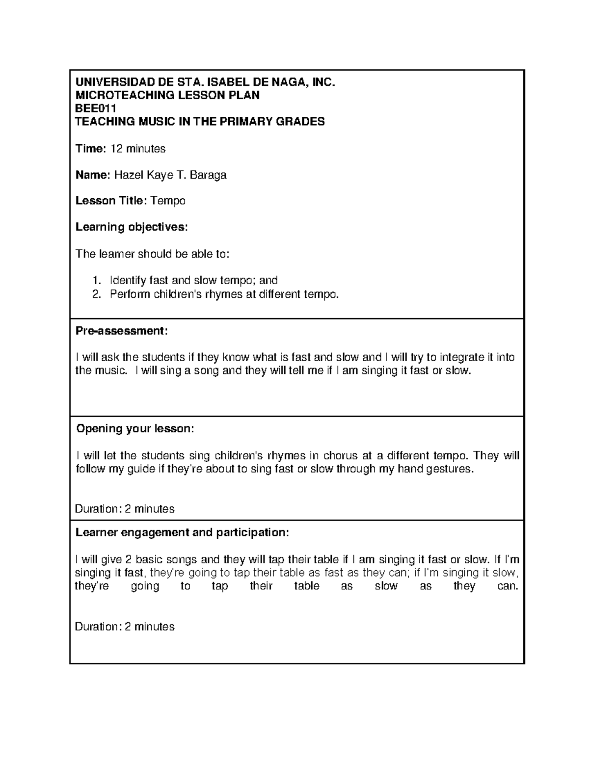 Micro Lesson Plan - UNIVERSIDAD DE STA. ISABEL DE NAGA, INC ...