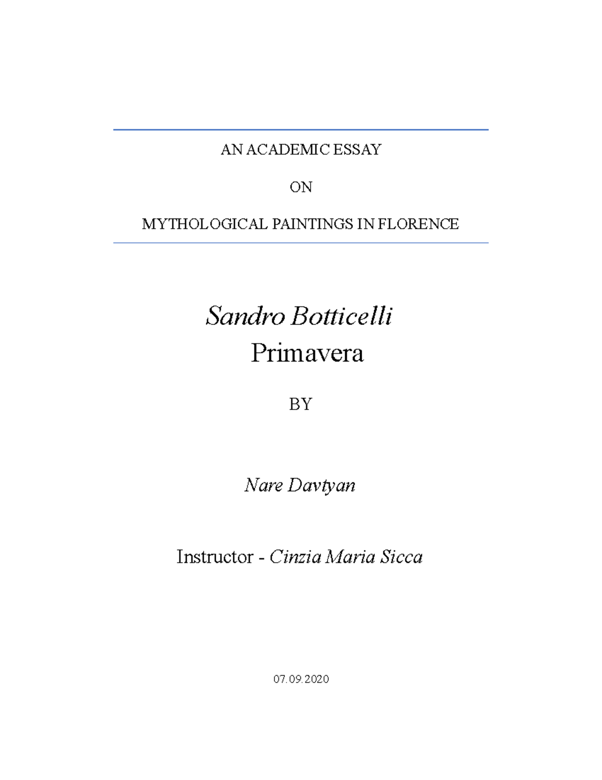 La Primavera by Sandro Botticelli - AN ACADEMIC ESSAY ON MYTHOLOGICAL ...