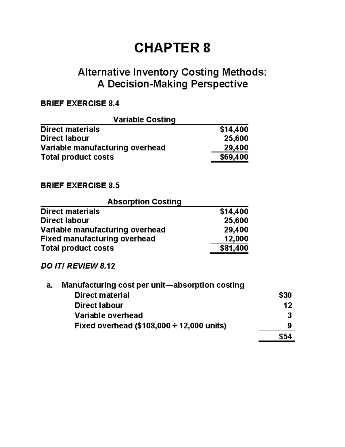 Chapter 8 Practice Questions - Alternative Inventory Costing Methods ...