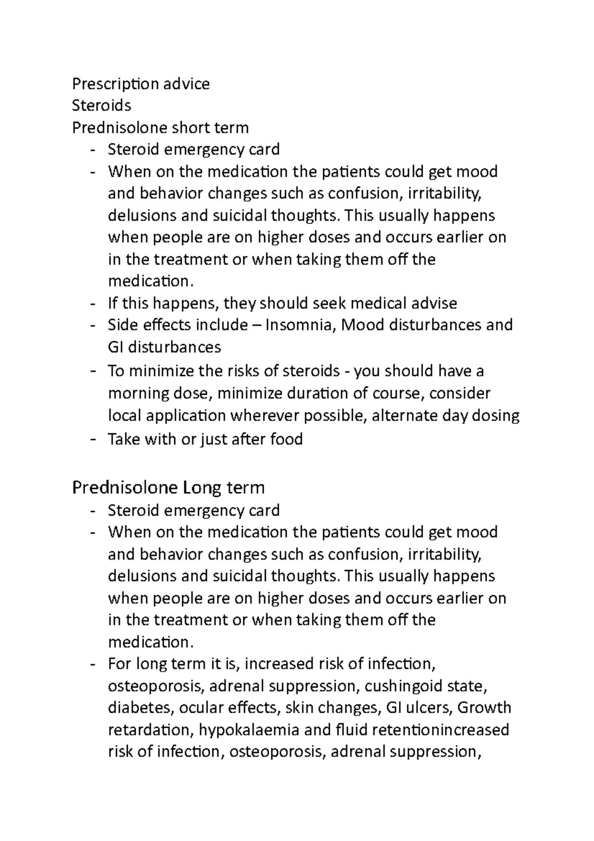 Prescription advice - steroids osce help - Prescription advice Steroids ...