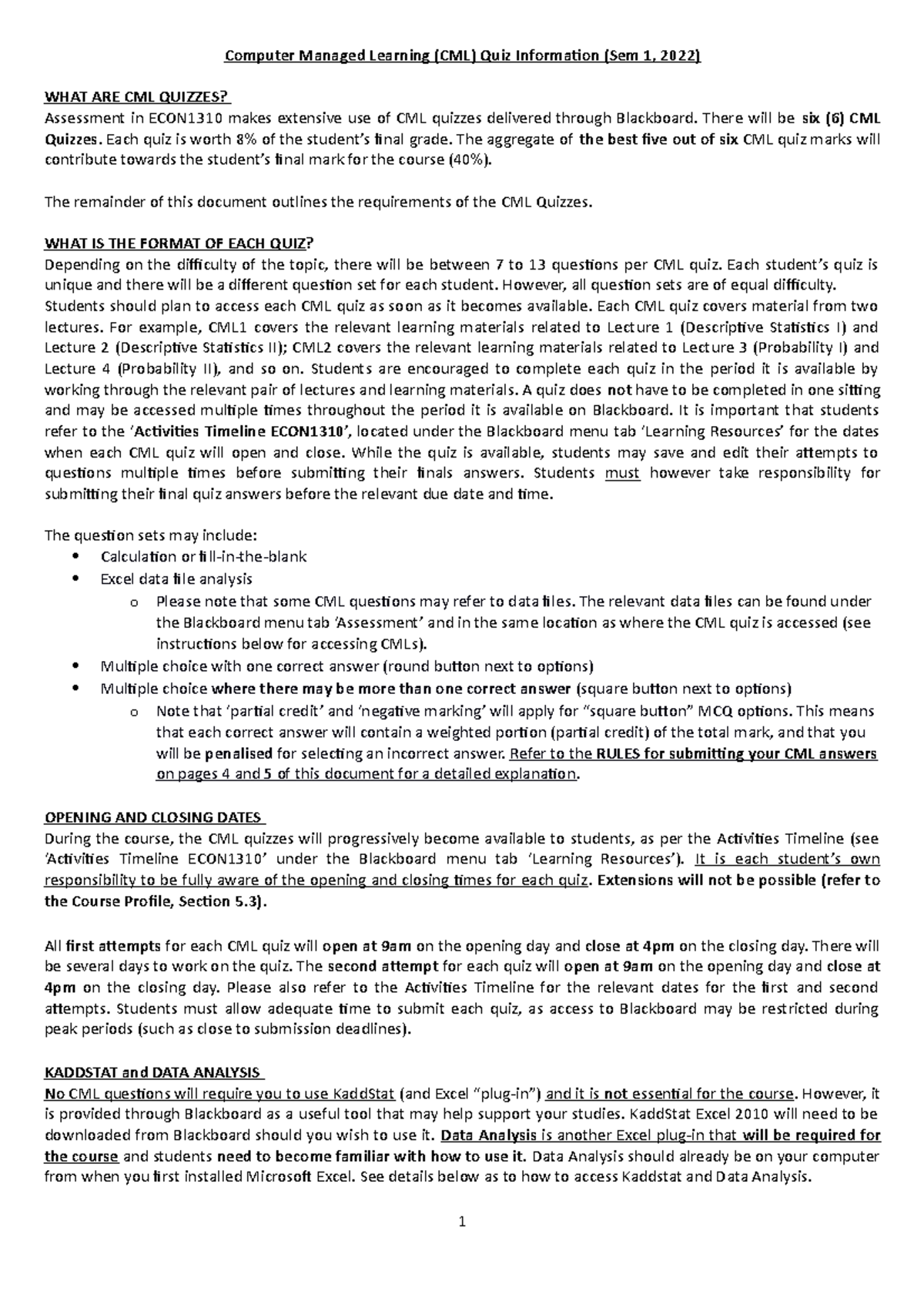 CML Information Sheet Sem 1 2022 Feb v3 - Computer Managed Learning ...
