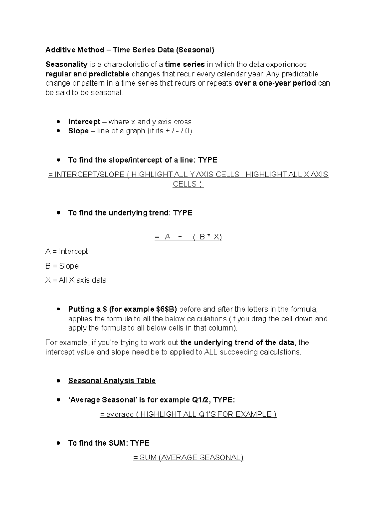 How to do the Additive Method (Seasonal Data) - Additive Method – Time ...