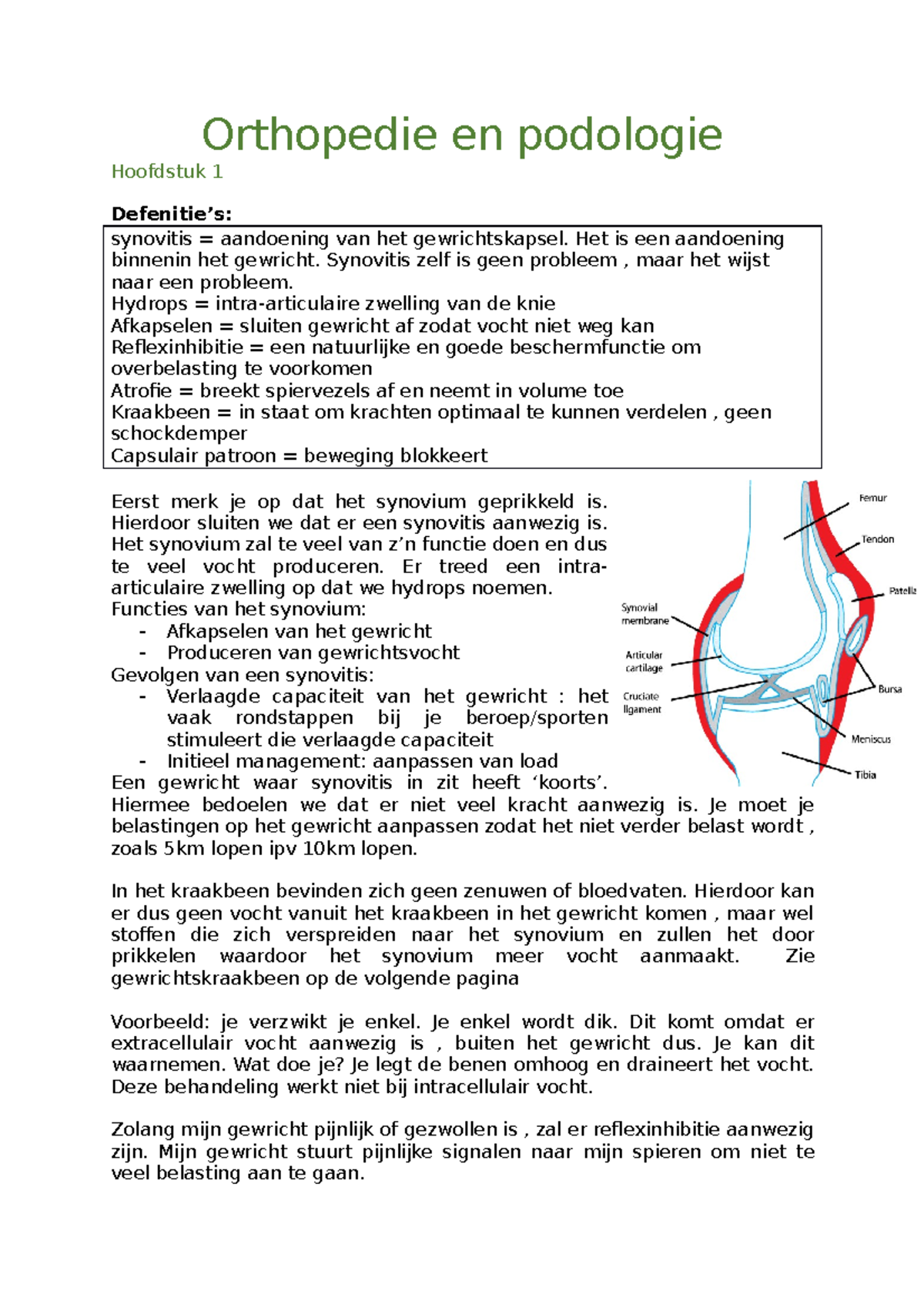 Orthopedie en podologie Samenvatting - Orthopedie en podologie ...