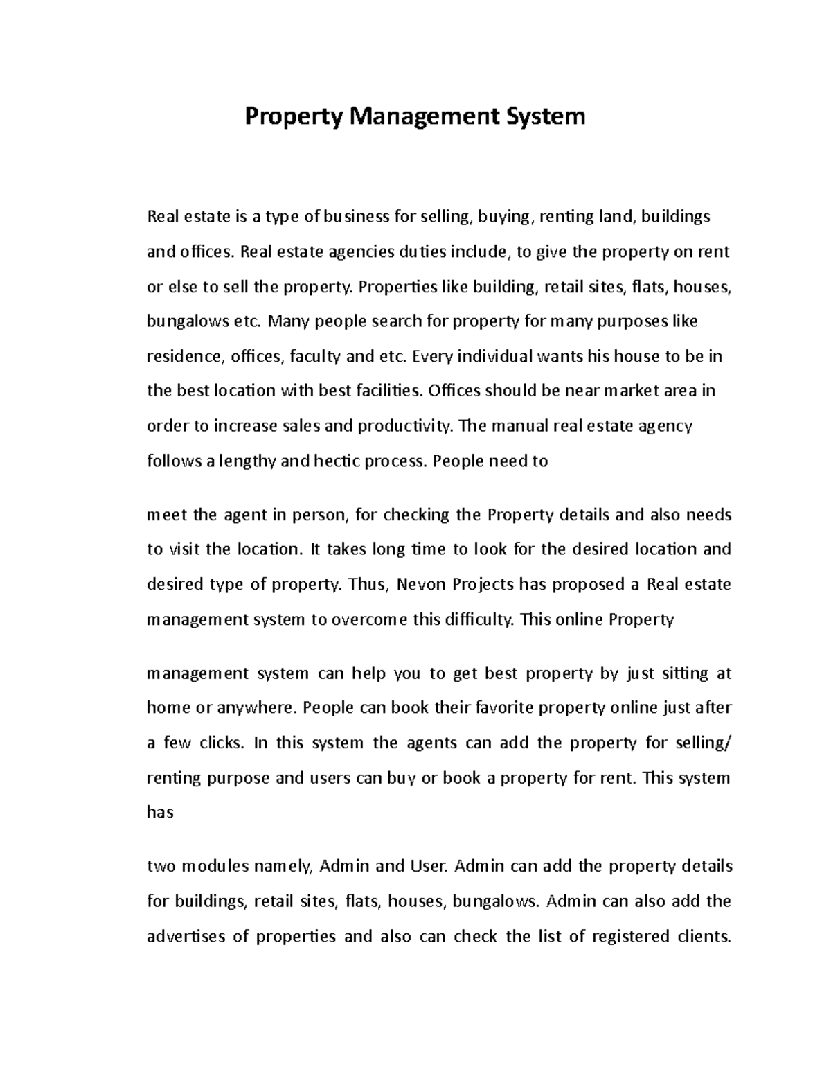 PY005 - Documentation - Property Management System Real estate is a ...