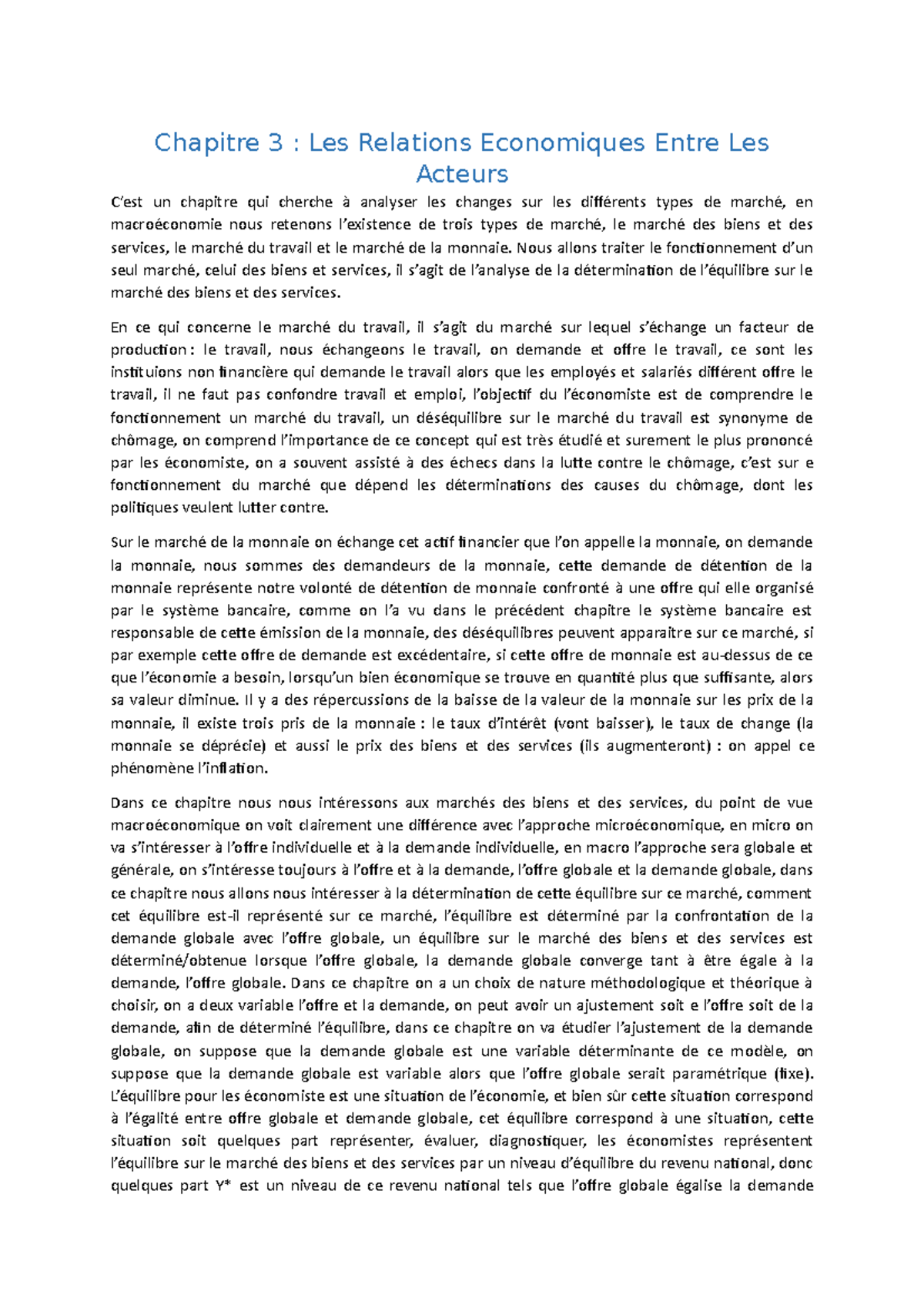 Chapitre 3 - Cours de Macroéconomie Première année - Chapitre 3 : Les ...