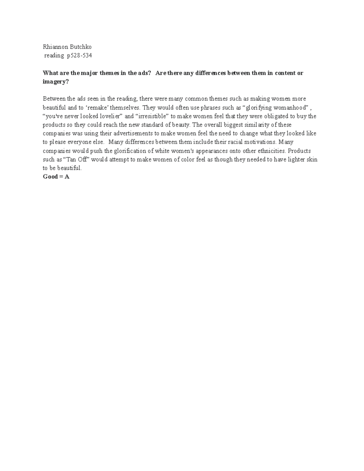 ADS - Beauty ads comparison short assignment Womens HIS- with DR ...