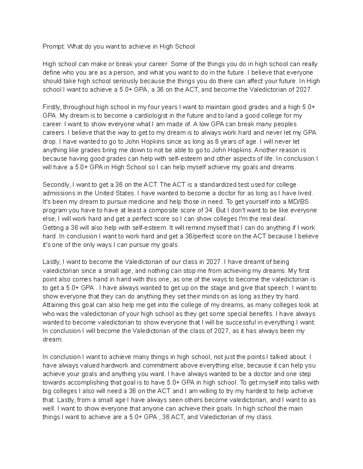 Career Prep Essay - afapnaifpna - Prompt: What do you want to achieve ...