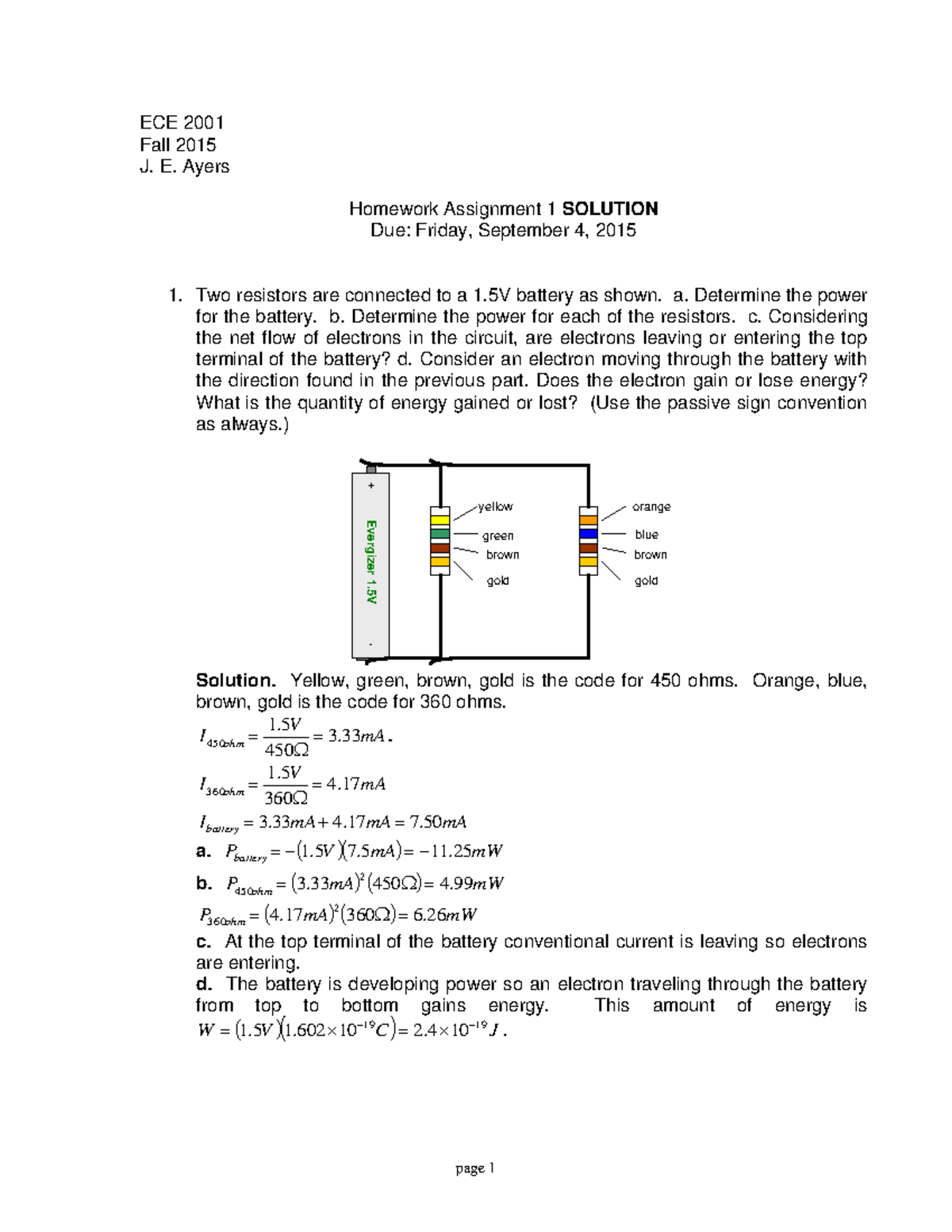 Practical - Homework assignments 1 - 10 - with solutions - ECE 2001 ...