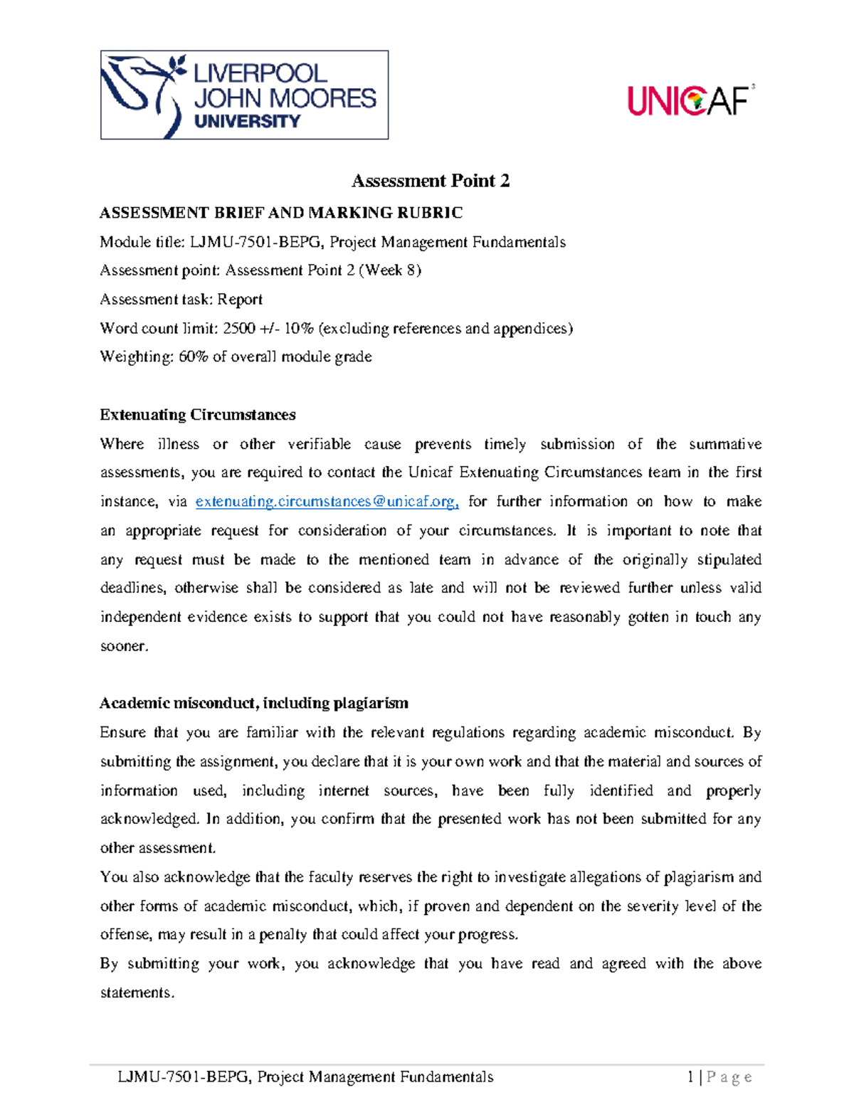 Assessment Point 2 - The ABC project - Assessment Point 2 ASSESSMENT BRIEF AND MARKING RUBRIC ...