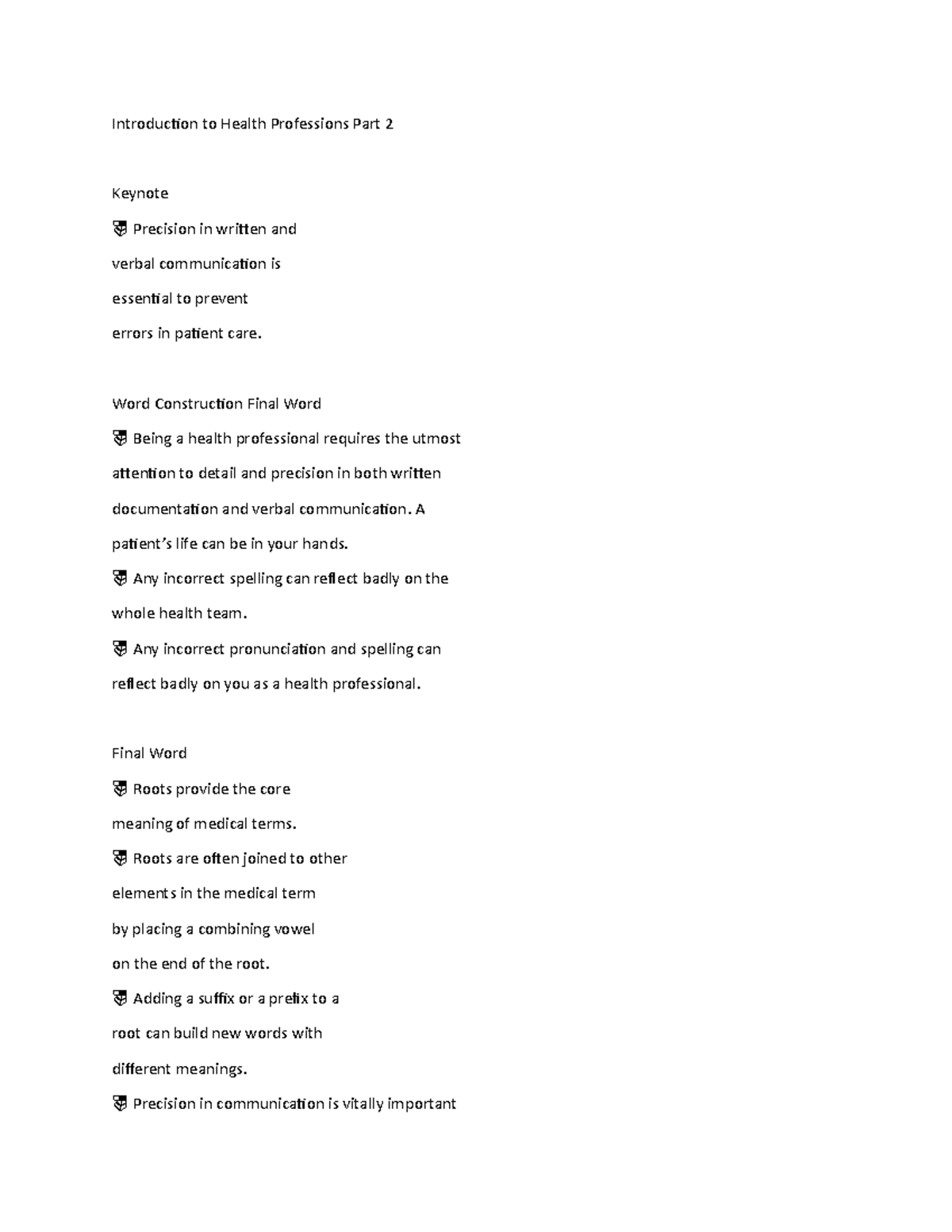Introduction to Health Professions Part 2 - Word Construction Final ...
