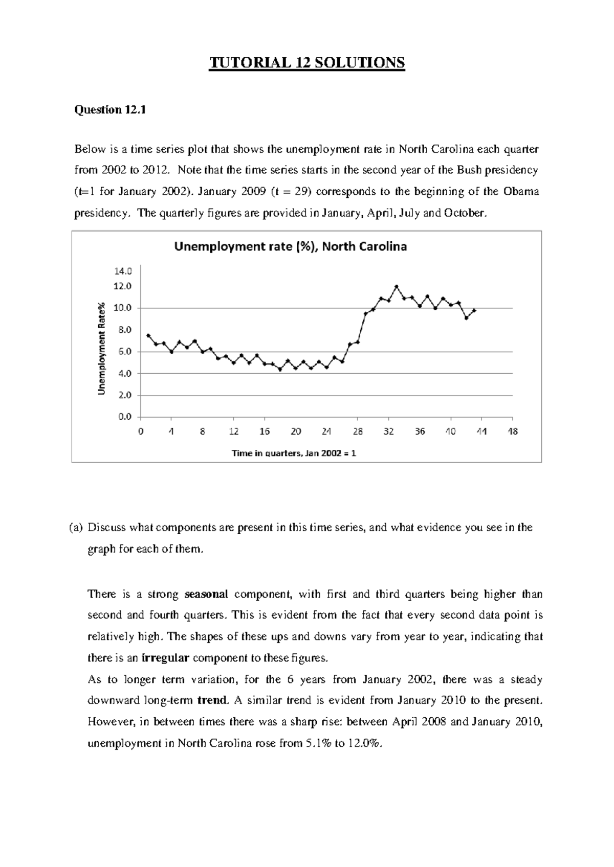 Tutorial 12 Solutions - TUTORIAL 12 SOLUTIONS Question 12. Below is a ...
