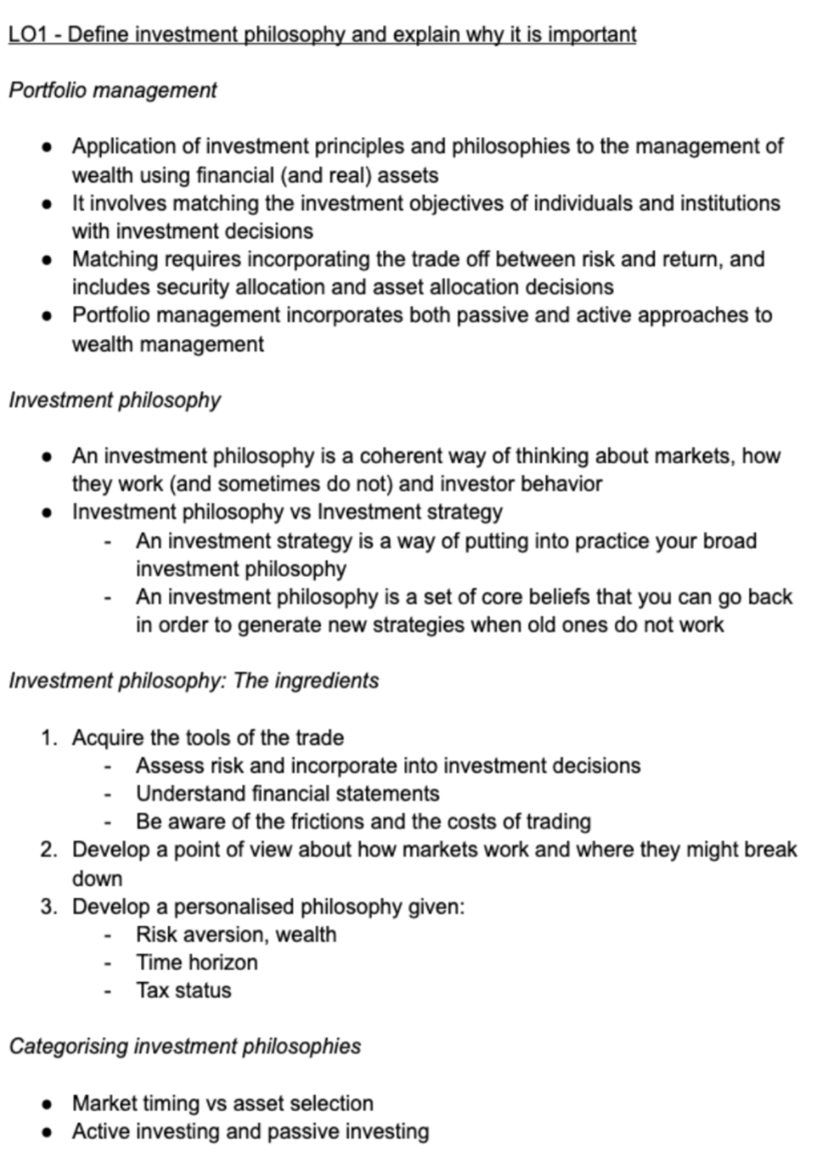 ACFI3018 SUMMARY LO1 - ACFI3018 - Studocu