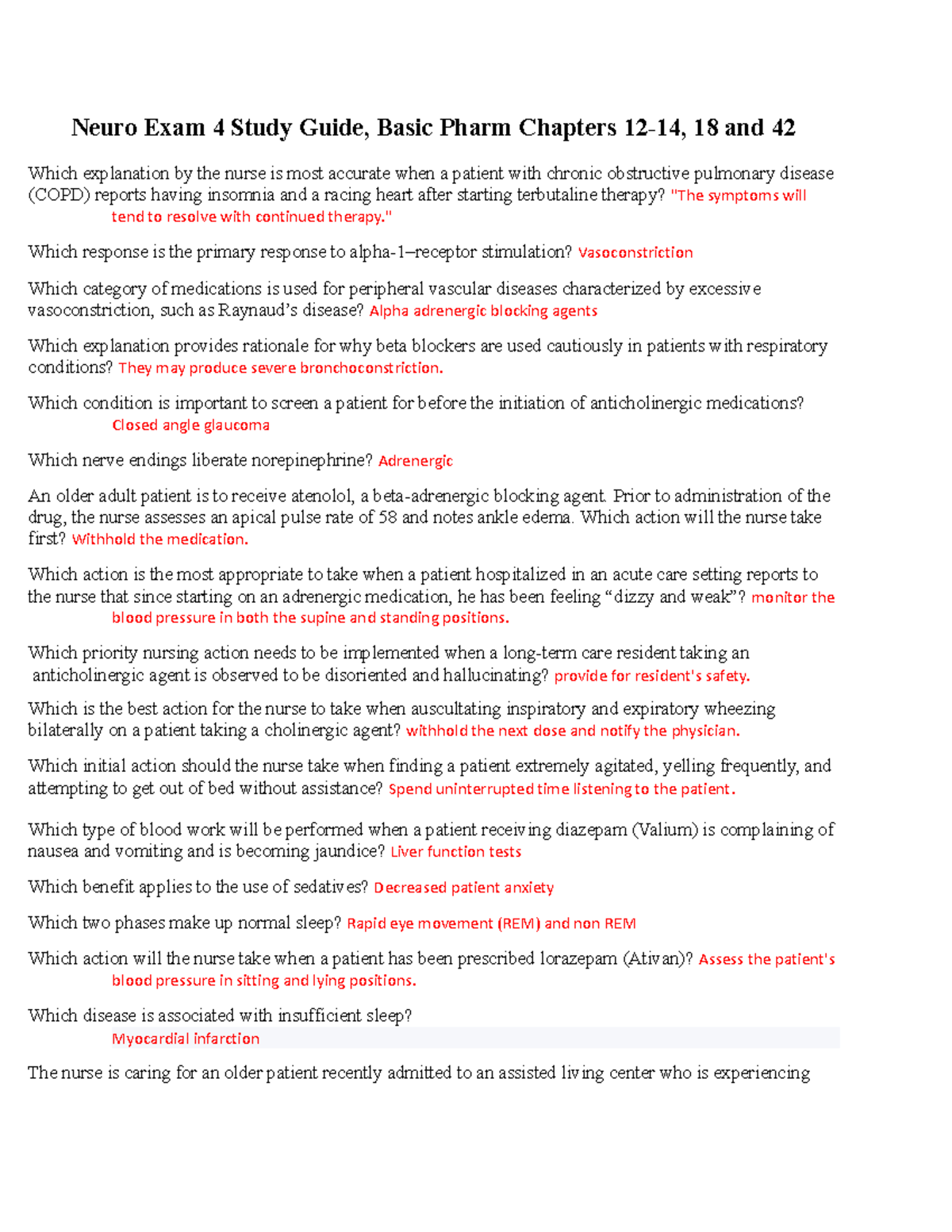 Neuro Exam #4 Study Guide - Neuro Exam 4 Study Guide, Basic Pharm ...