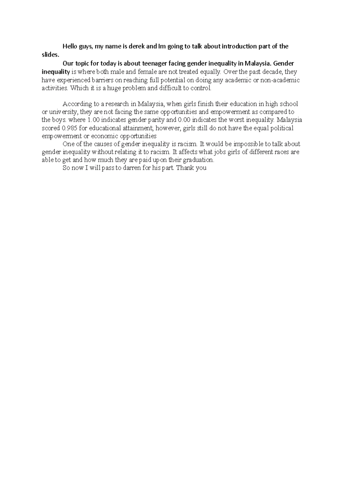 Sricpt for PDSM Presentation - Hello guys, my name is derek and Im ...