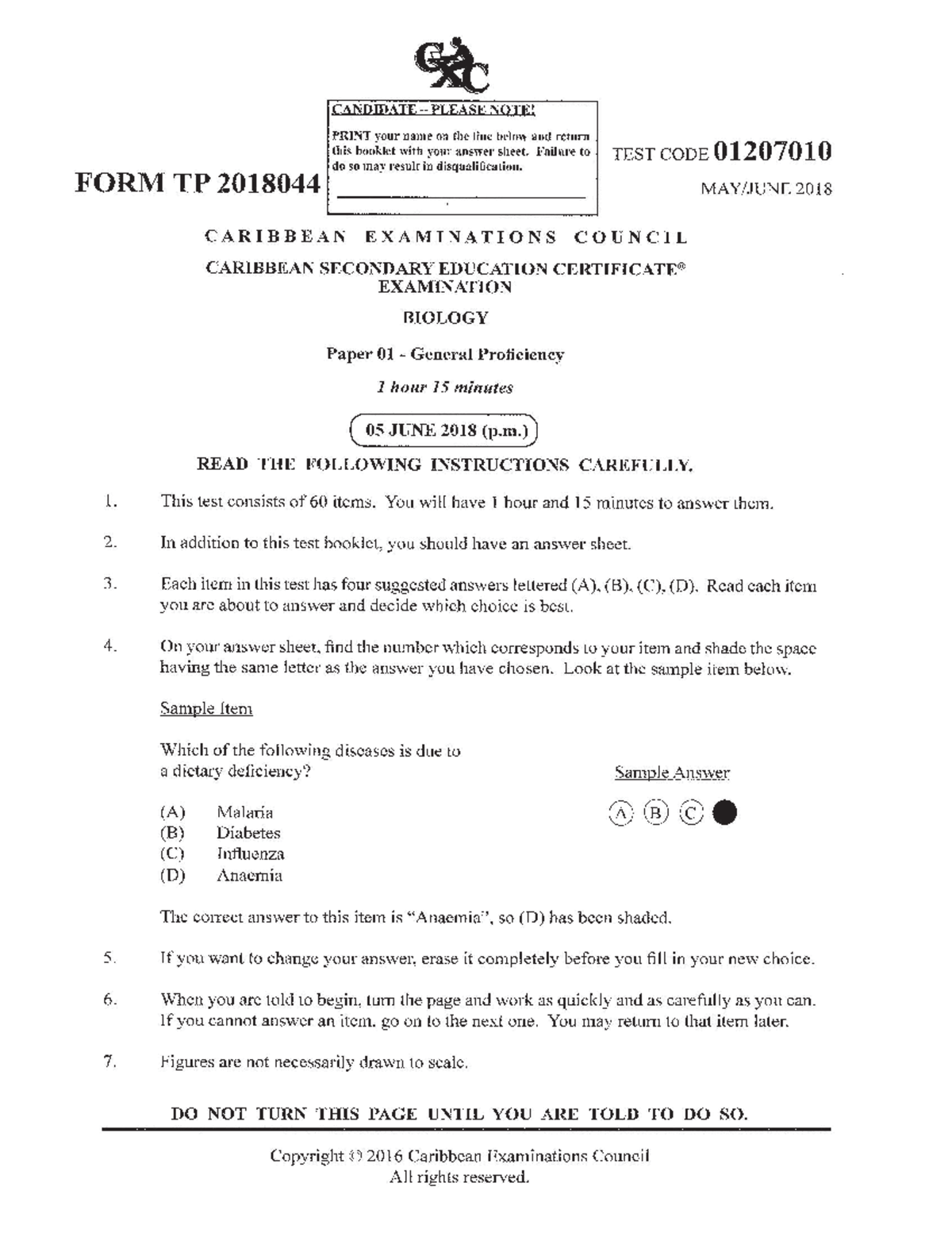 May June 2018 p1 - Biology 2018 Past Paper; paper 1 - biology - Studocu