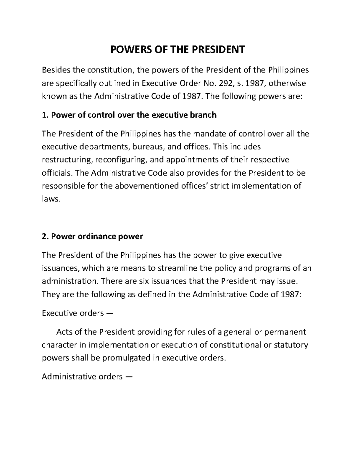 Powers OF THE President Philippine Politics POWERS OF THE PRESIDENT powers-of-the-president-philippine-politics-powers-of-the-president